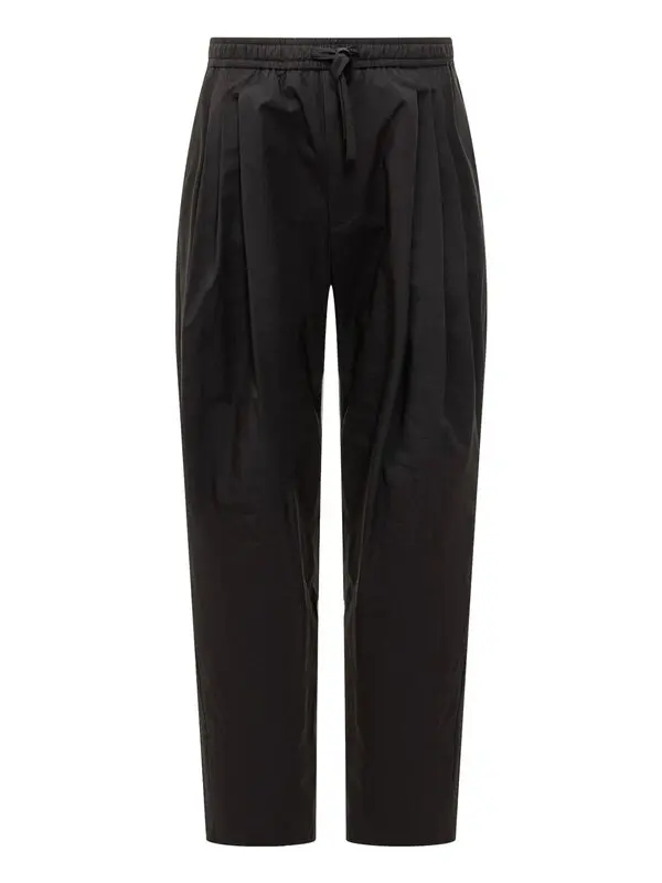 Dolce & Gabbana Black Cotton Elastane Drawstring Trousers - Nero