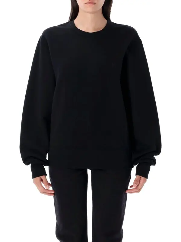 Saint Laurent Certified Cotton Sweatshirt With Cassandre Embroidery - Black