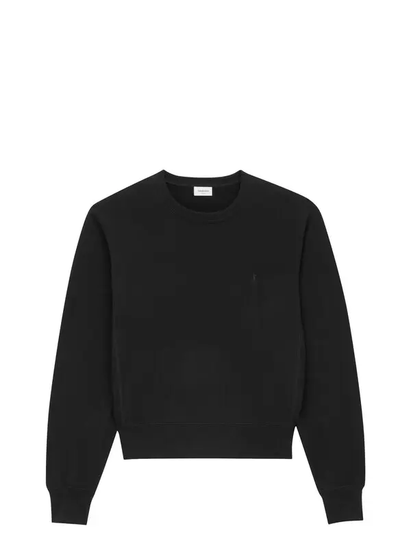 Saint Laurent Certified Cotton Sweatshirt With Cassandre Embroidery - Black