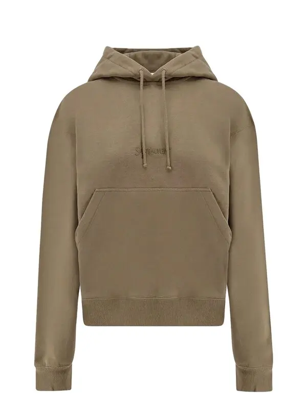 Saint Laurent Cotton Sweatshirt With Logo Embroidery - Green