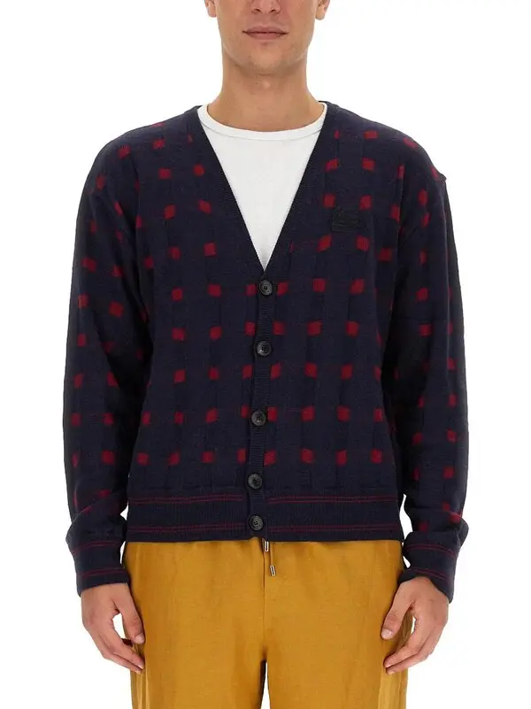 Etro V-neck Cardigan With Geometric Pattern - Blue