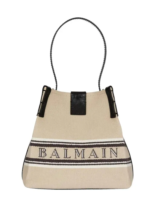 Balmain Mini Shoulder Bag With Stud Fastening - Beige