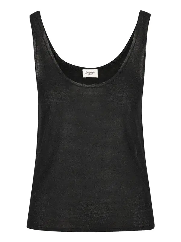 Saint Laurent Viscose Blend Tank Top - Black