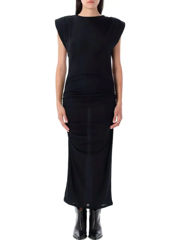 MARANT ETOILE Sleeveless Ruched Bodycon Midi Dress - Black