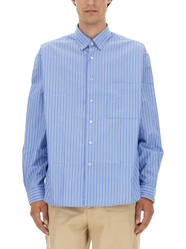 LANVIN Oversize Fit Cotton Poplin Shirt - Blue