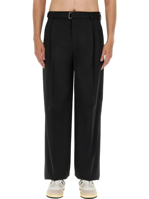 LANVIN Wide Leg Wool Trousers - Black
