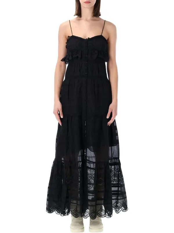 MARANT ETOILE Floral Mini Dress With Adjustable Straps - Black