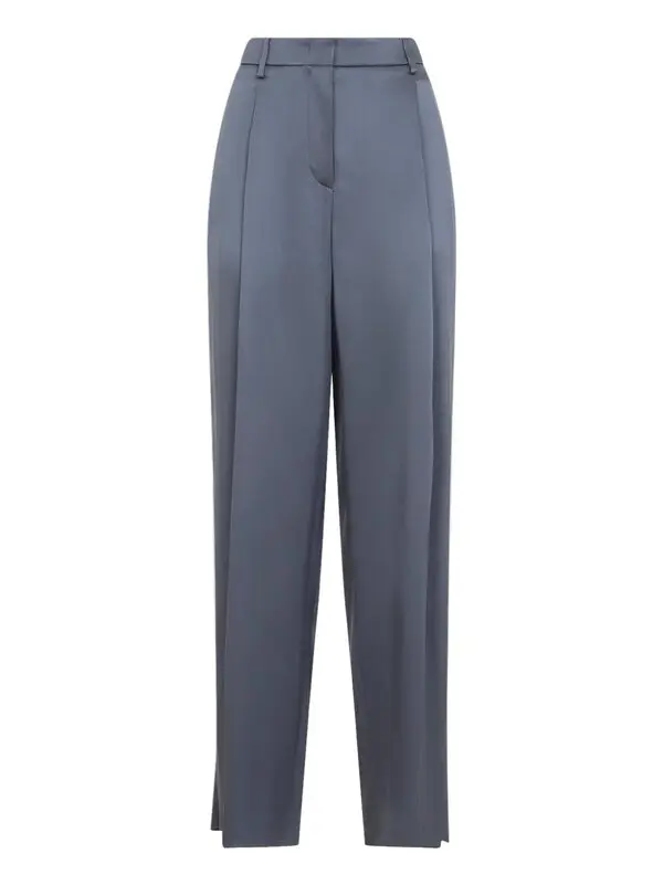 Giorgio Armani Silk Double Satin Single-pleat Trousers - Grey