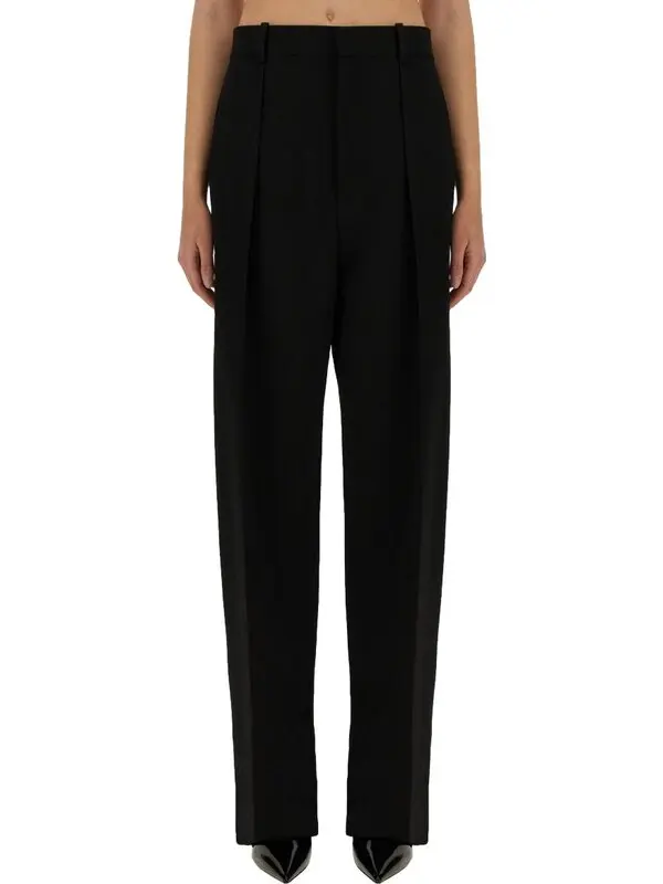 Bottega Veneta Wool And Cotton-blend Twill Wide-leg Pants - Black