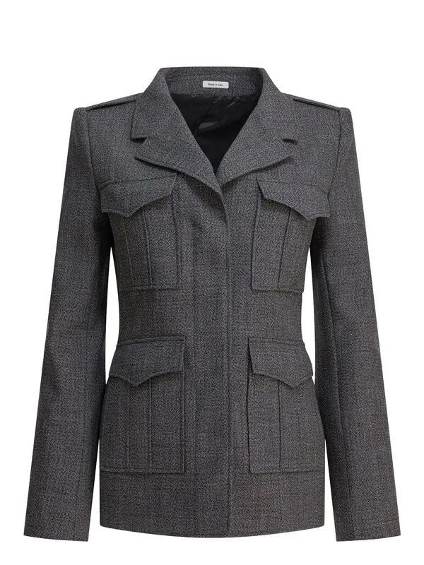 Alexander McQueen Wool Jacket With Notched Lapel - Grey