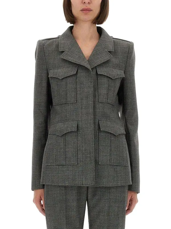 Alexander McQueen Tailored Wool Utility Jacket - Grey