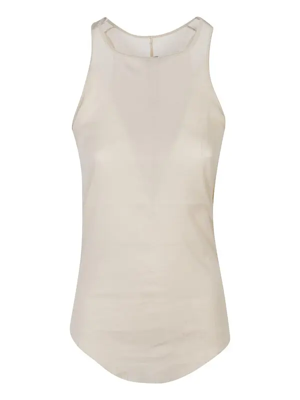 Rick Owens Sleeveless Mini Tank Top With Curved Hem - Beige