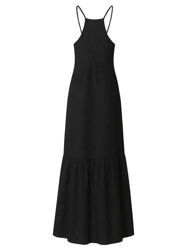MARANT ETOILE Tiered Ruffled Cotton-blend Maxi Dress - Black
