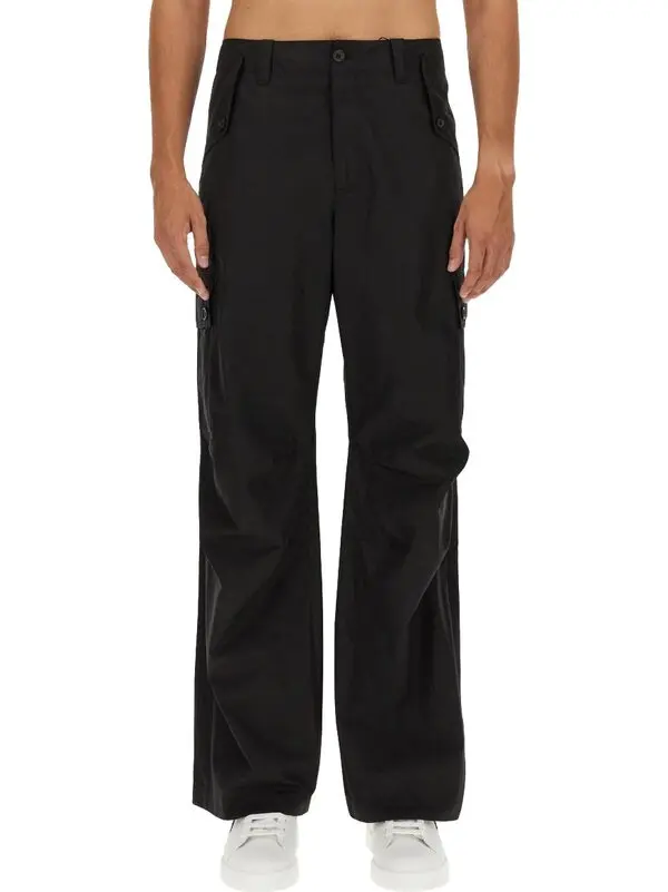 Dolce & Gabbana Wide-leg Stretch Cotton Pants - Black