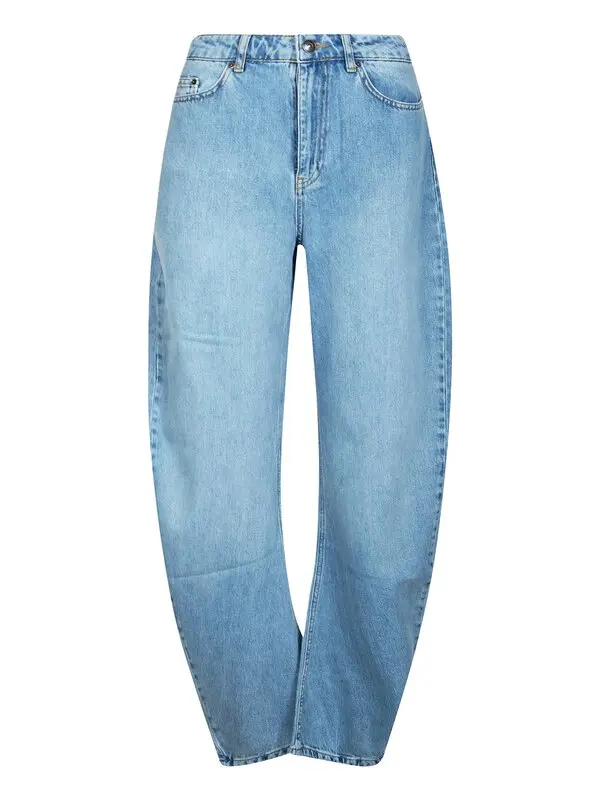 ROTATE BY BIRGER CHRISTENSEN Draped Barrel Leg Jeans - Blu
