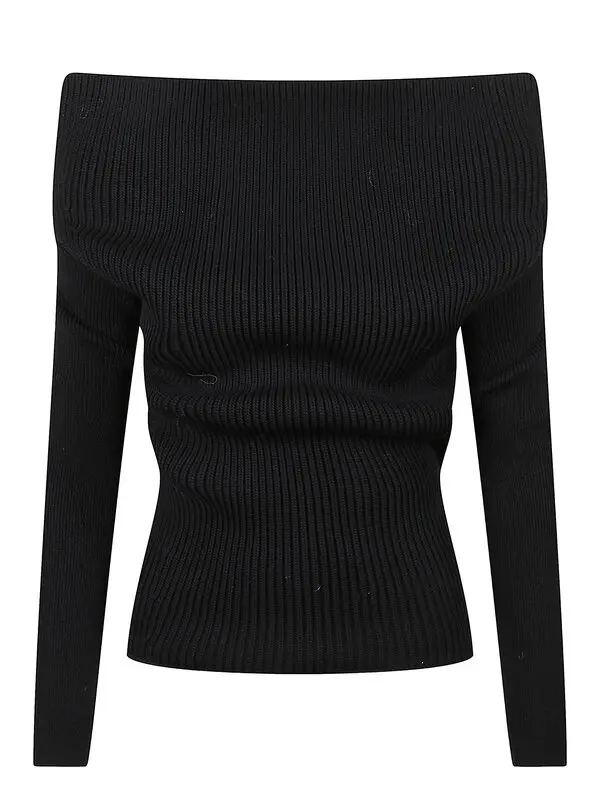 Rick Owens Ribbed Knit Cropped Sweater - Black