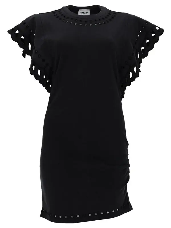 MARANT ETOILE Erisa Ruffled Eyelet Cotton Camisole - Black