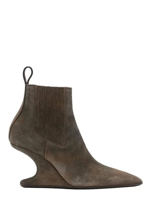Rick Owens Suede Ankle Boots With Cantilever Heel - Brown