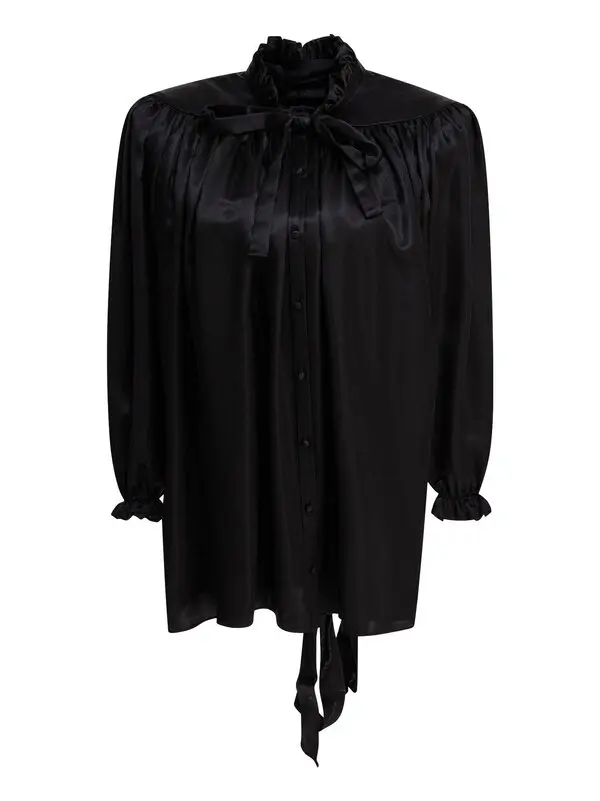 Balenciaga Lace-up Blouse With Victorian Collar - Black