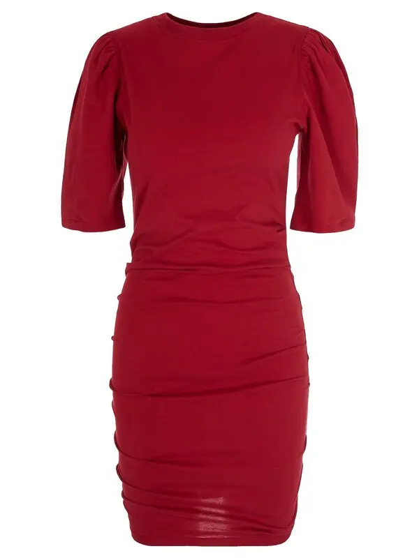 Isabel Marant Étoile Ruched Puff Sleeve Mini Dress - Cherry