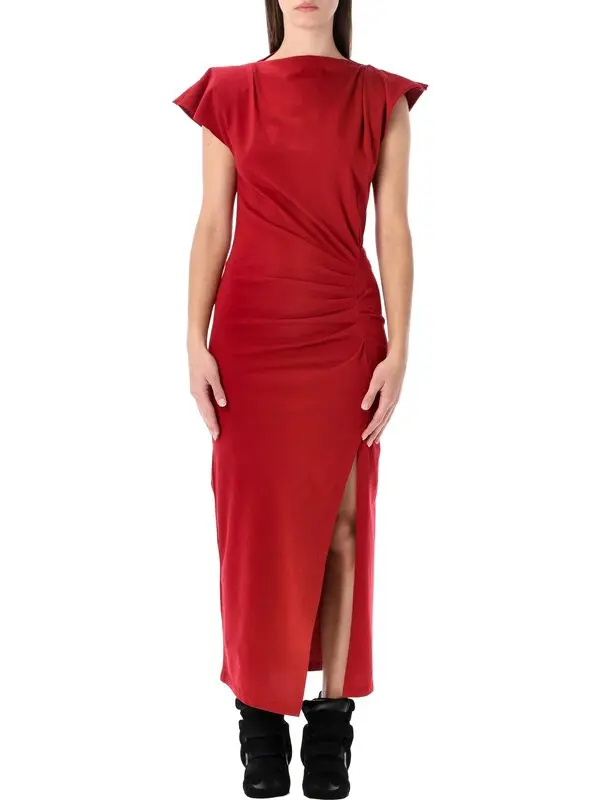 MARANT ETOILE Nadela Cotton Draped Maxi Dress - Red