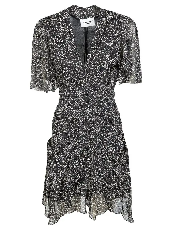 Isabel Marant Étoile Vivienne Printed Chiffon Mini Dress - Nero