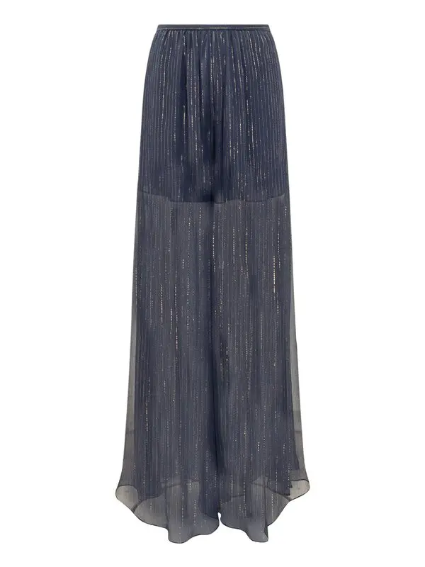 Rochas Fluid Tailored Trousers With Metallic Stripes - Navy