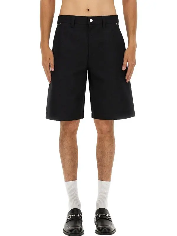 Gucci Gg Jacquard Denim Shorts - Black
