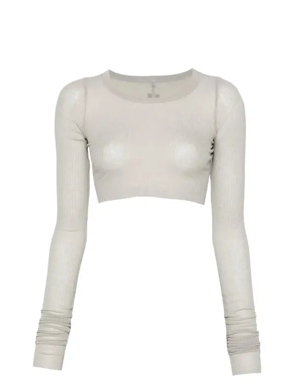 Rick Owens Round Neck Long Sleeve Top - Grey