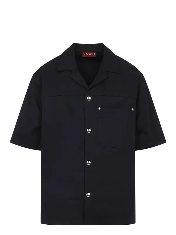 Gucci Gg Jacquard Cotton Shirt - Black