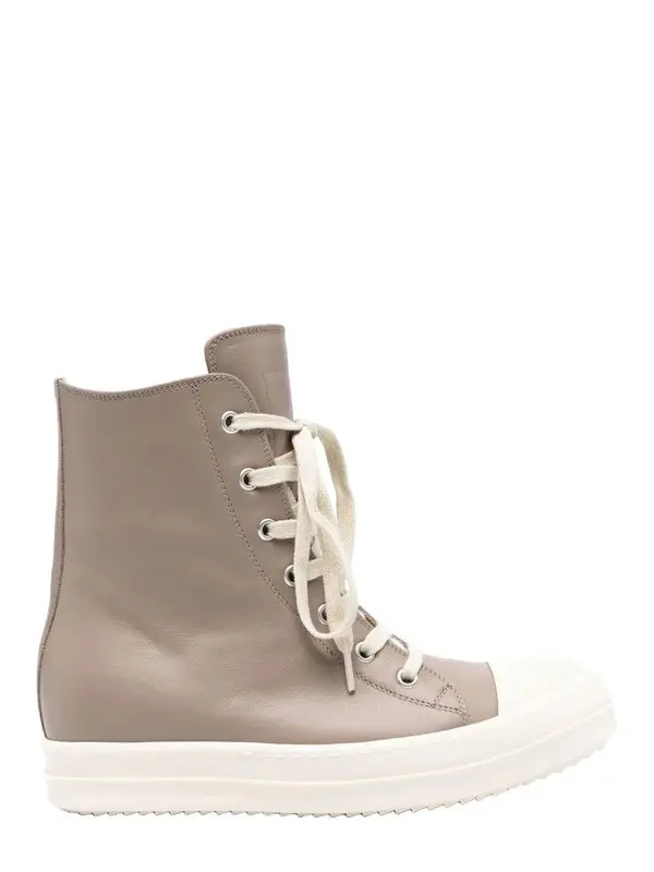 Rick Owens High Ankle Sneakers With Zip Closure And Shark Notches - Grey