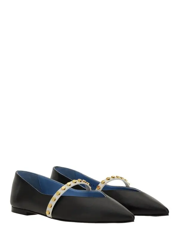 Alexander McQueen Metal-toecap Leather Ballerina Flats - Black