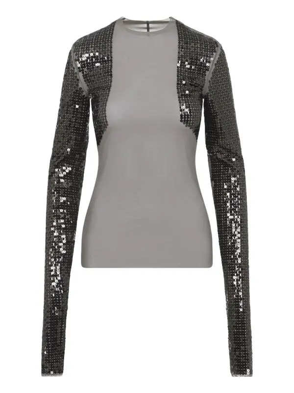 Rick Owens Sequined Long Sleeve Top - Brown