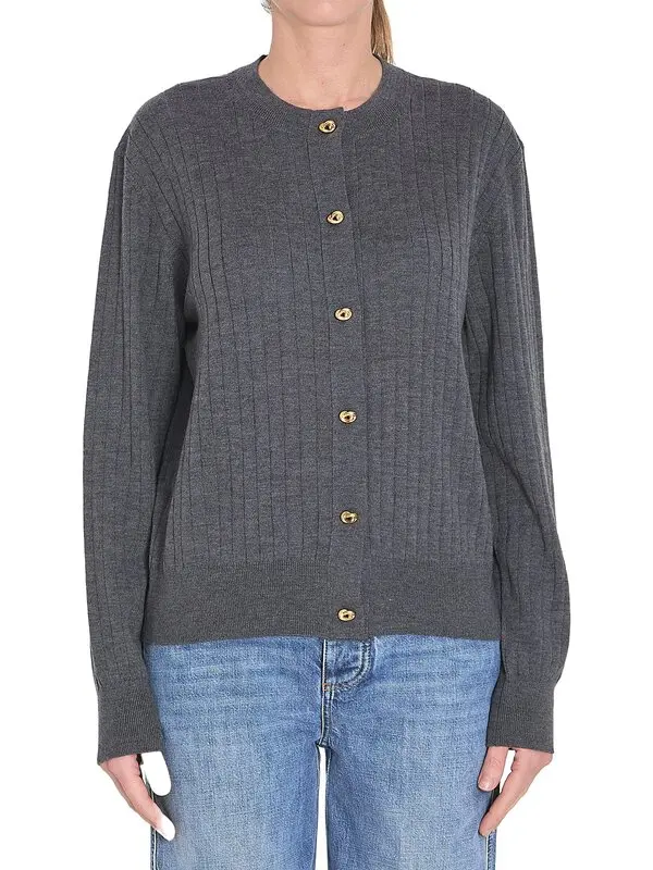 Bottega Veneta Ribbed Wool Cardigan - Grey