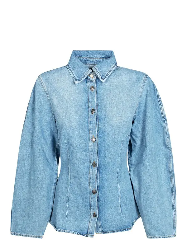 ROTATE BY BIRGER CHRISTENSEN Fitted Denim Shirt - Blu
