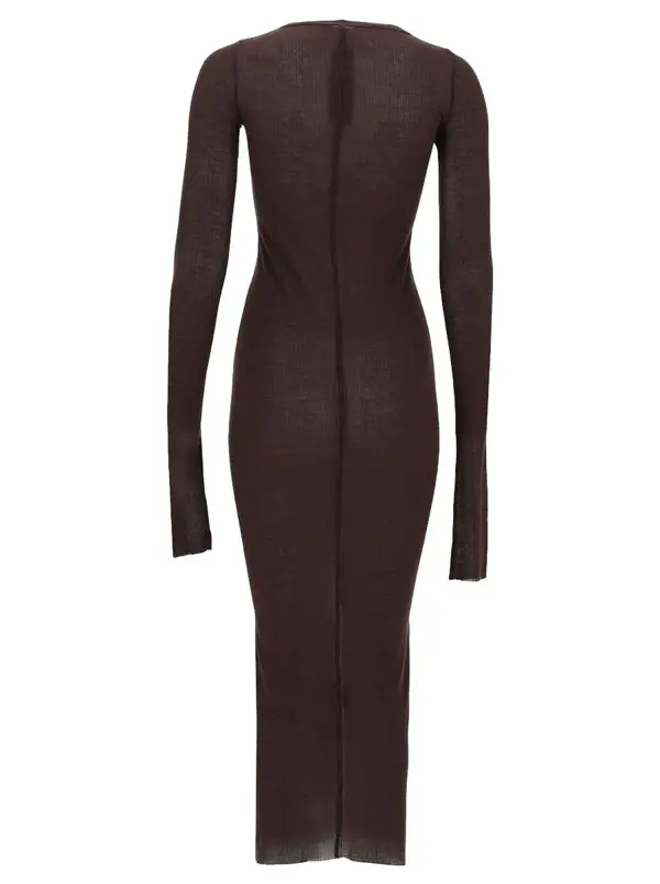 Rick Owens Long-sleeved Midi Dress - Brown
