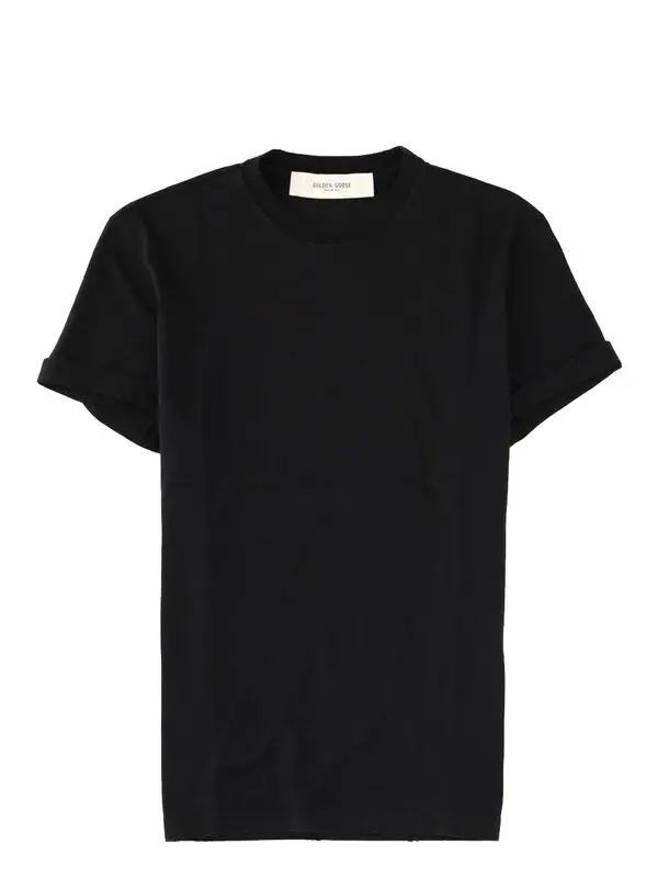 GOLDEN GOOSE Cotton T-shirt With Logo Patch - Black