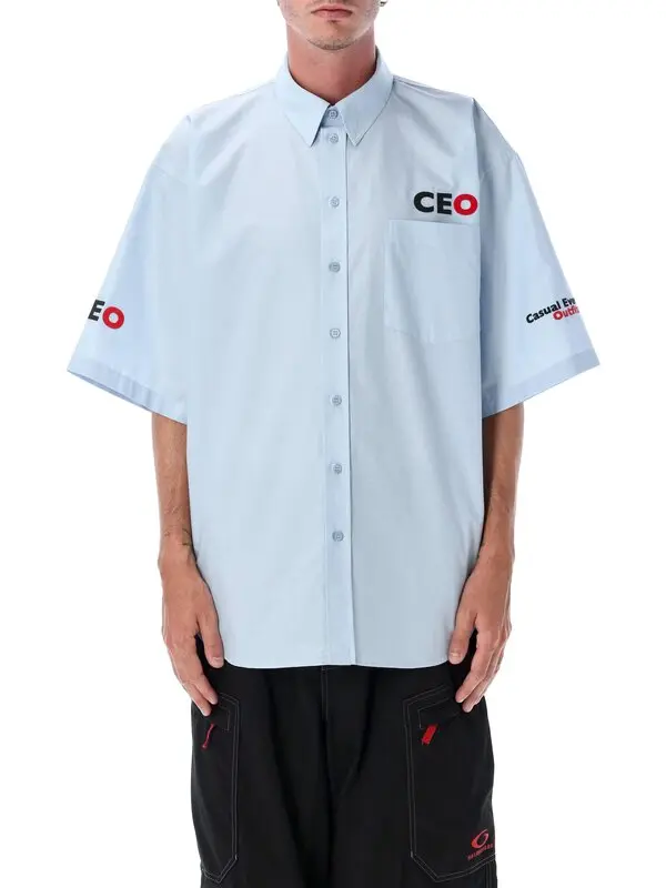Balenciaga Ceo Uniform Logo Shirt - Blue