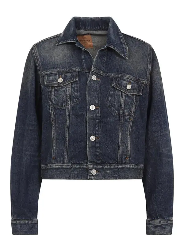 Balenciaga Off-shoulder Denim Jacket - Blue