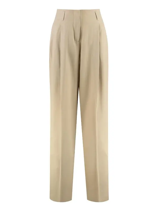 GOLDEN GOOSE High Waist Wide-leg Trousers - Beige