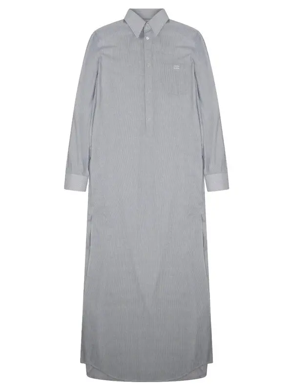 Celine Long Cotton Shirt Dress - Grey