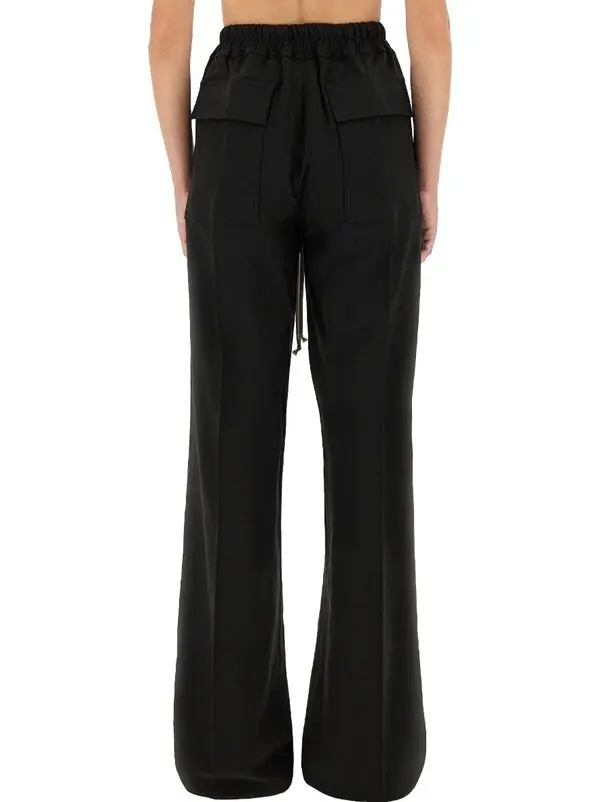 Rick Owens Viscose Blend Track Pants With Drawstring Closure And Welt Pockets - Black