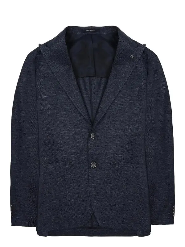 Tagliatore Textured Linen Cotton Blazer - Blue
