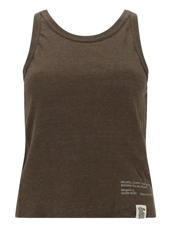GOLDEN GOOSE Sleeveless Linen Top - Brown