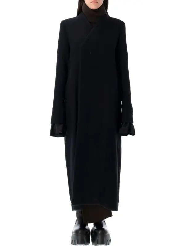 Rick Owens Wool Overlap Seam Coat - Black