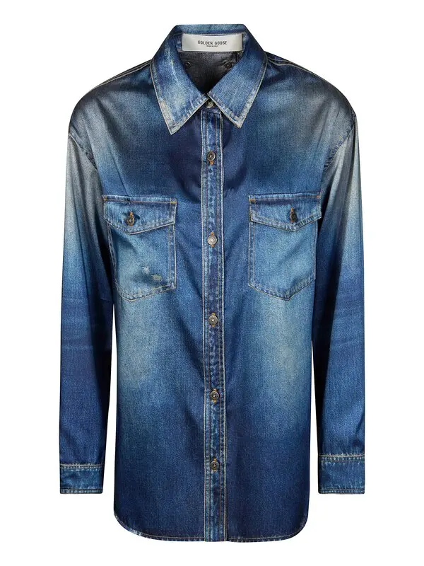 GOLDEN GOOSE Long Sleeve Denim Shirt - Blu