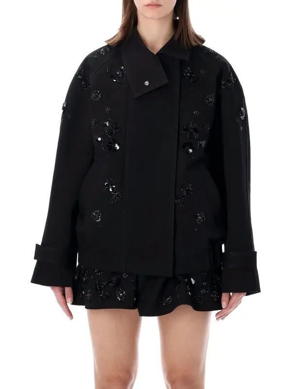 GOLDEN GOOSE Embellished Denim Jacket With Sequins And Crystals - Black