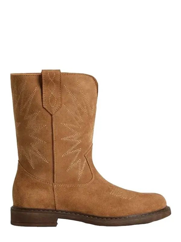 GOLDEN GOOSE Wish Star Biker Suede Cowboy Boots - Brown