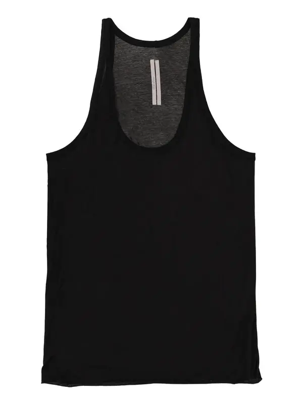 Rick Owens Plunge Neckline Cotton Tank Top With Raw-cut Hem - Black