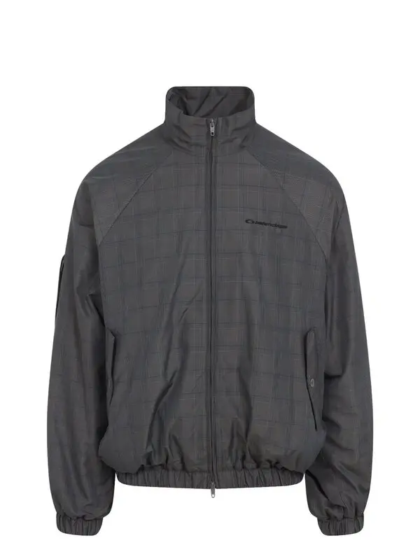 Balenciaga Zip-up Checked Nylon Jacket - Grey